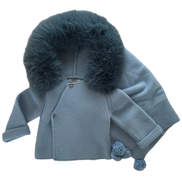Knit Jacket with Removable Faux Fur 100%Cotton – A Soft Idea Knit Jacket with Removable Faux Fur 100%Cotton – A Soft Idea